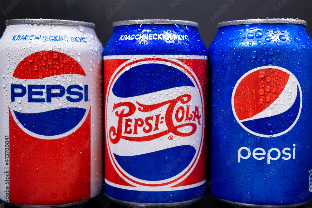 Tyumen, Russia-November 01, 2020: different types of Pepsi drink close ...