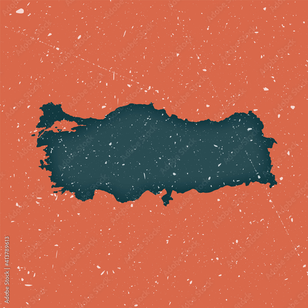 Turkey vintage map. Grunge map of the country with distressed texture ...