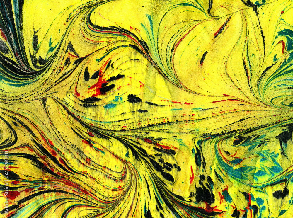 Ebru handmade art, traditional Turkish Ebru technique, painting on ...