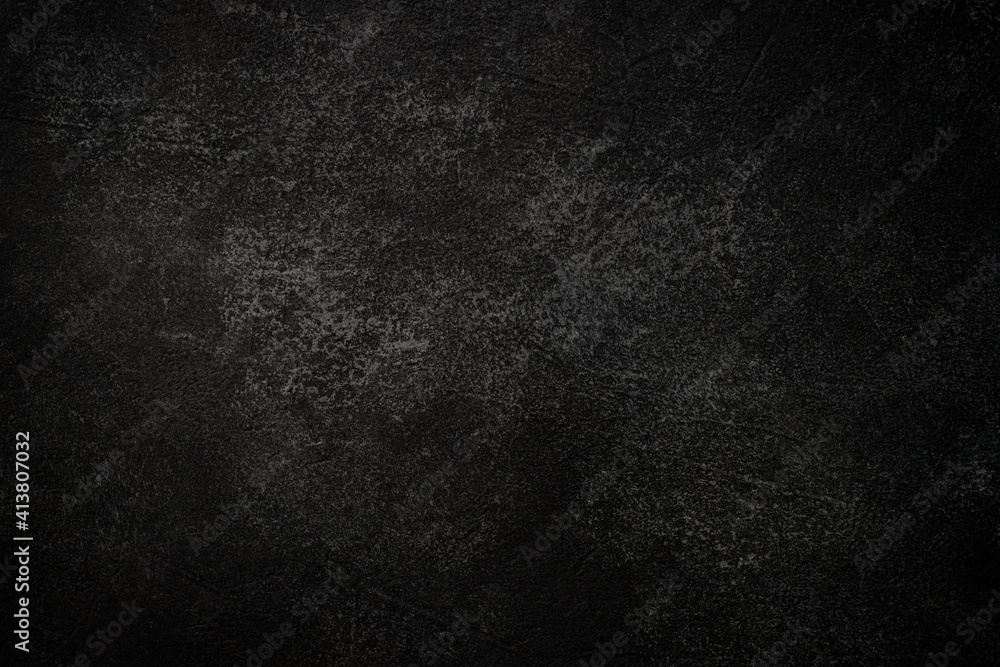 Black background. Black stone or concrete background. Free space for ...