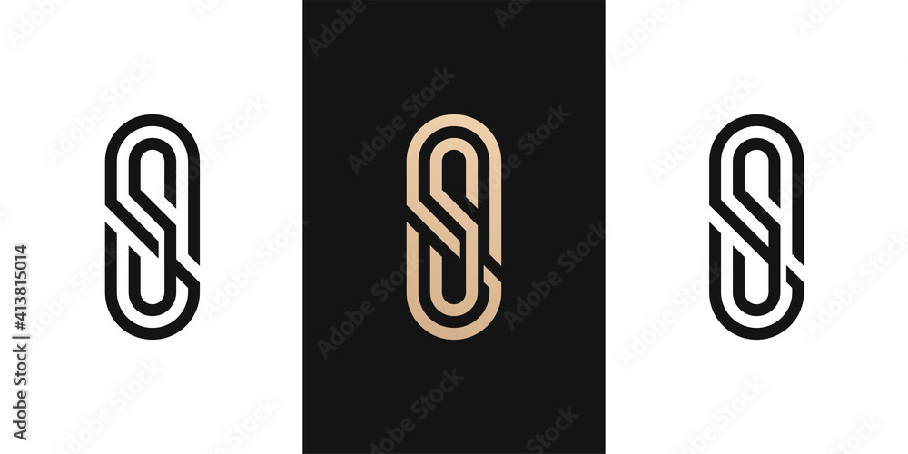 Letter initial SS logo design icon for company or corporate with oval ...