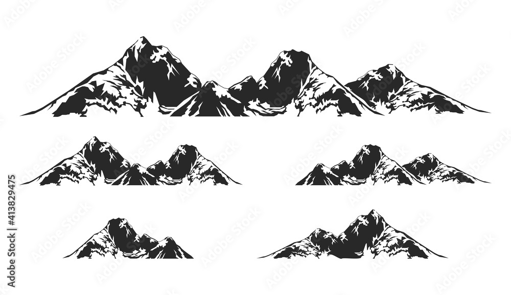 Alpine Mountain vector illustration, nature icon for logo elements ...