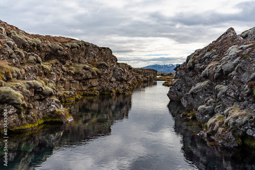 Silfra fissure in Thingvellir National Park in Iceland where the ...