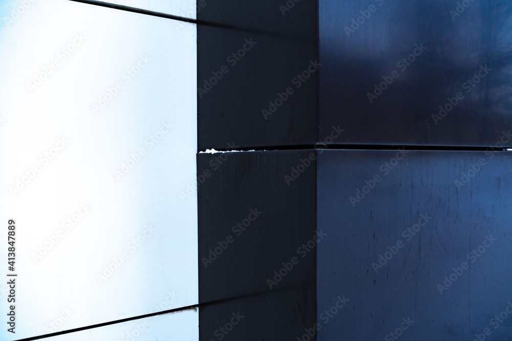 Two black and white walls meet in the corner prospective background ...