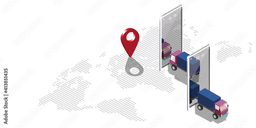 Smart logistics concept is presented as isometric version of a pinned ...