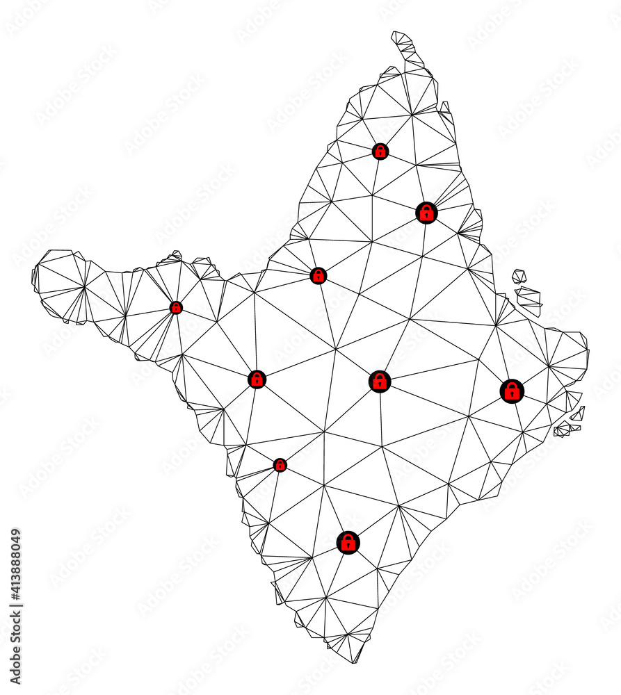 Polygonal mesh lockdown map of Amapa state. Abstract mesh lines and ...