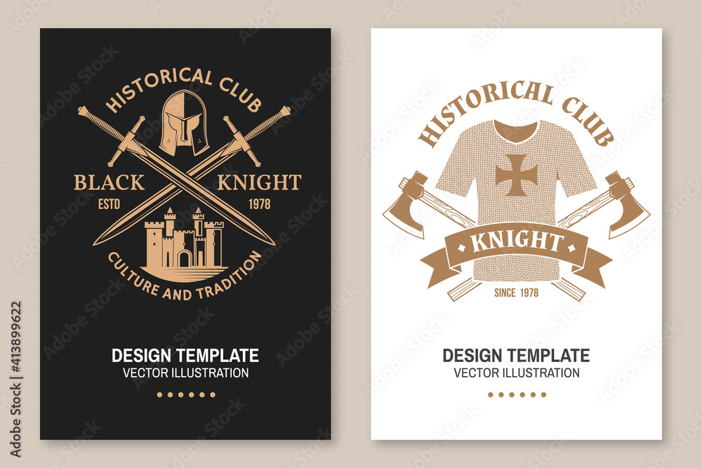 Knight historical club flyer, brochure, banner, poster. Vector Concept ...