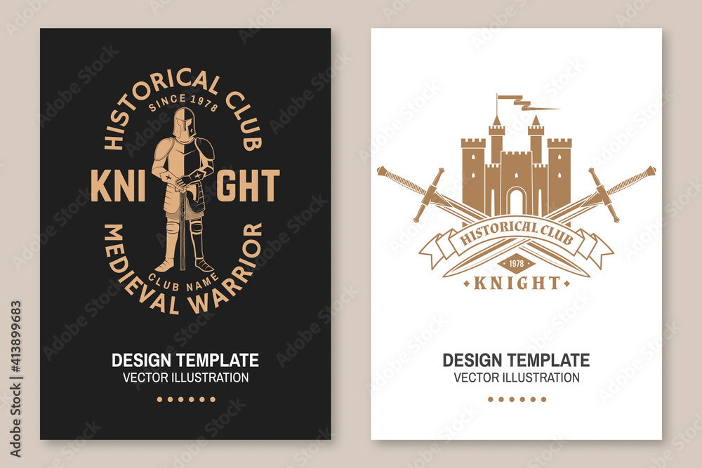 Knight historical club flyer, brochure, banner, poster. Vector Concept ...