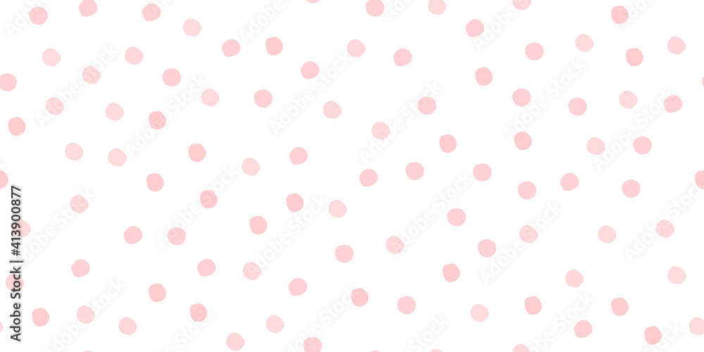 Random drawn dots seamless pattern. Pink circles in a chaotic vector ...