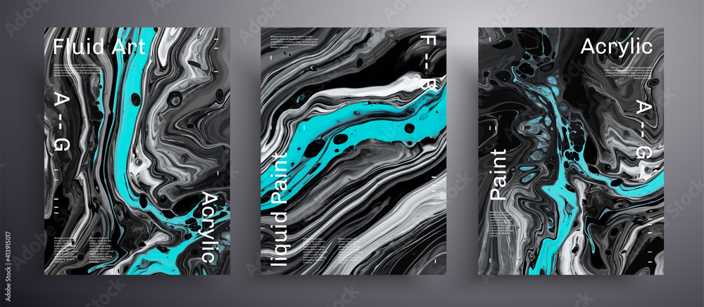 Abstract vector banner, texture pack of fluid art covers. Trendy ...