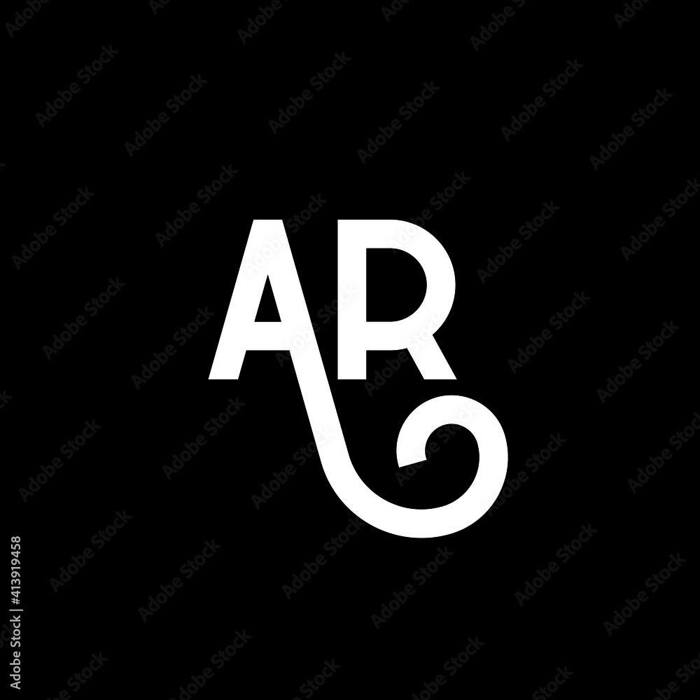 AR letter logo design on black background. AR creative initials letter ...