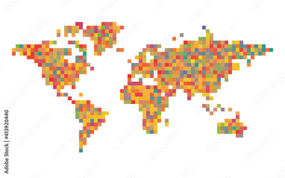 Colorful world map mosaic Stock Vector | Adobe Stock