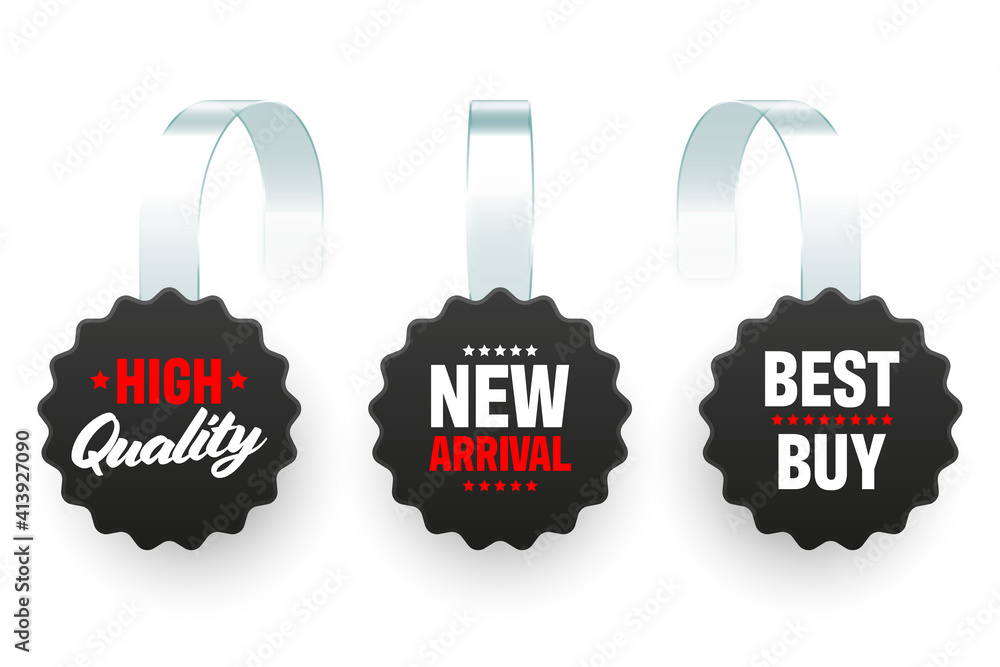 Supermarket promotional wobblers isolated on white background ...