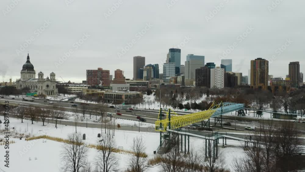 Minneapolis Winter Wonderland Skyline Revealed through Bare Trees ...