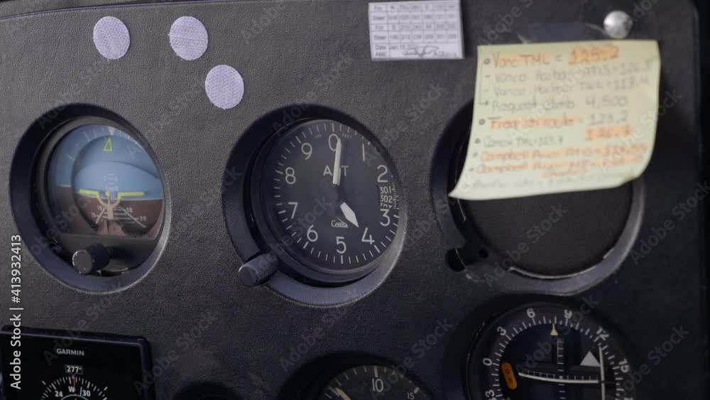 Altimeter Of A Cessna Plane In Flight With Sticky Notes On The ...