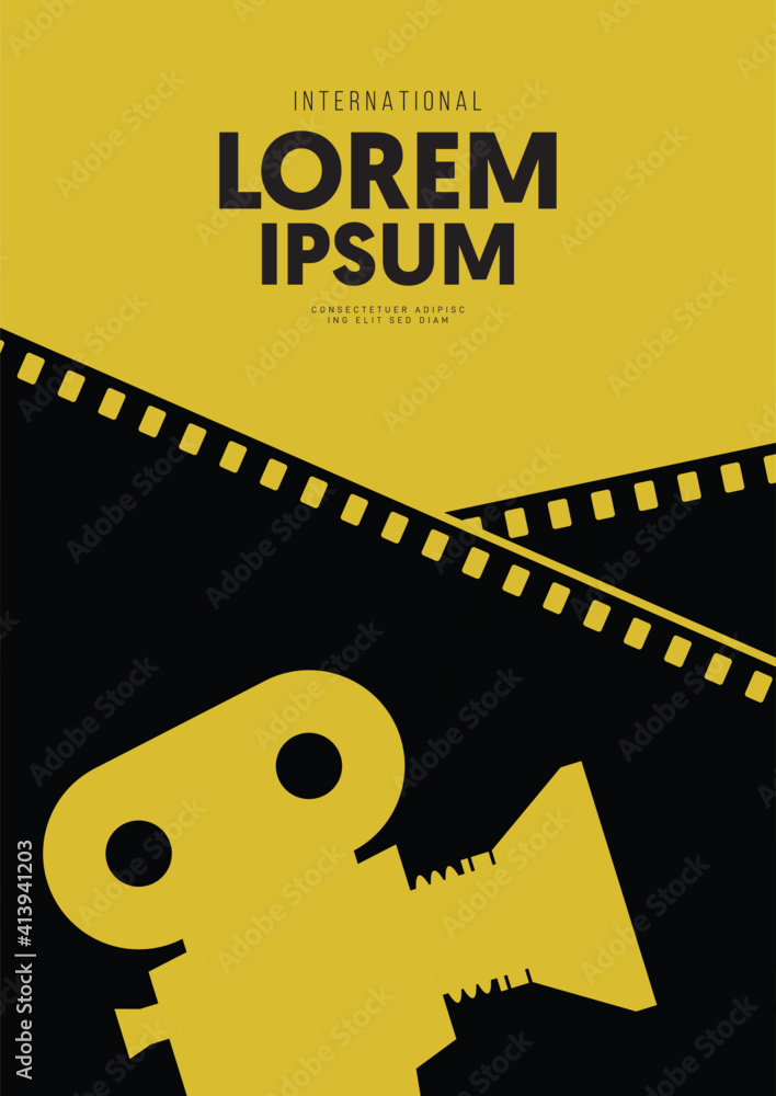 Movie and film poster design template background with vintage film ...