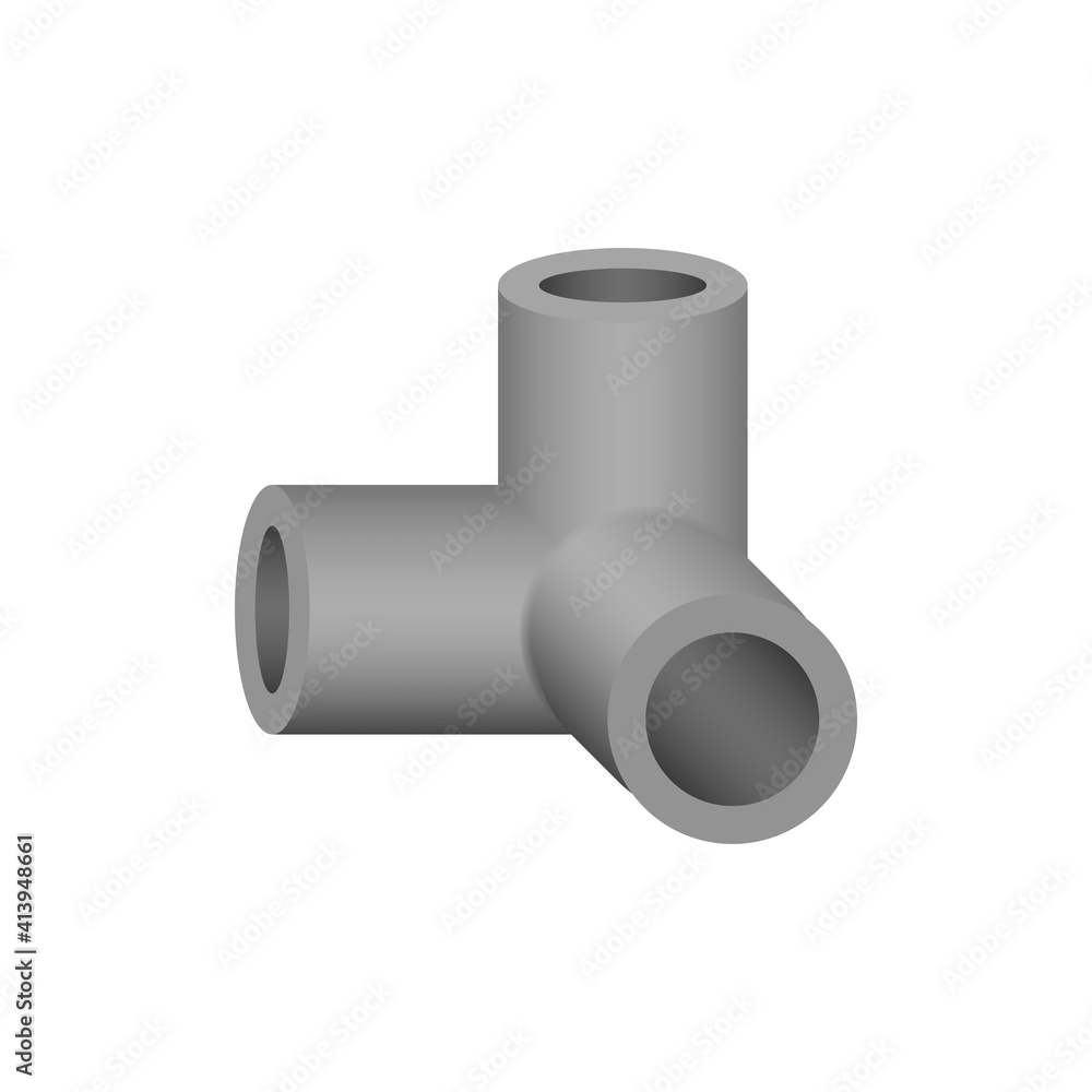Vetor de PVC plastic pipe fitting vector icon. 90 degree side outlet ...