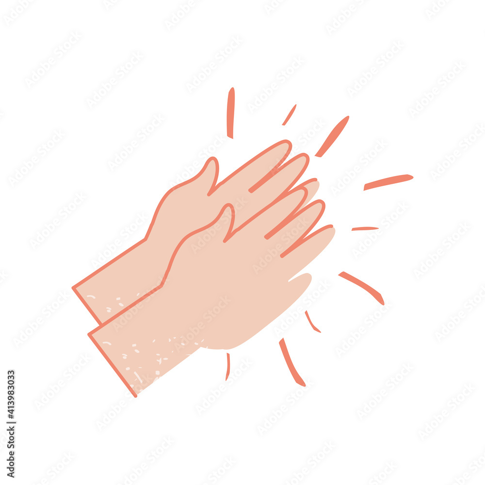clapping hands celebration cartoon white background Stock Vector ...