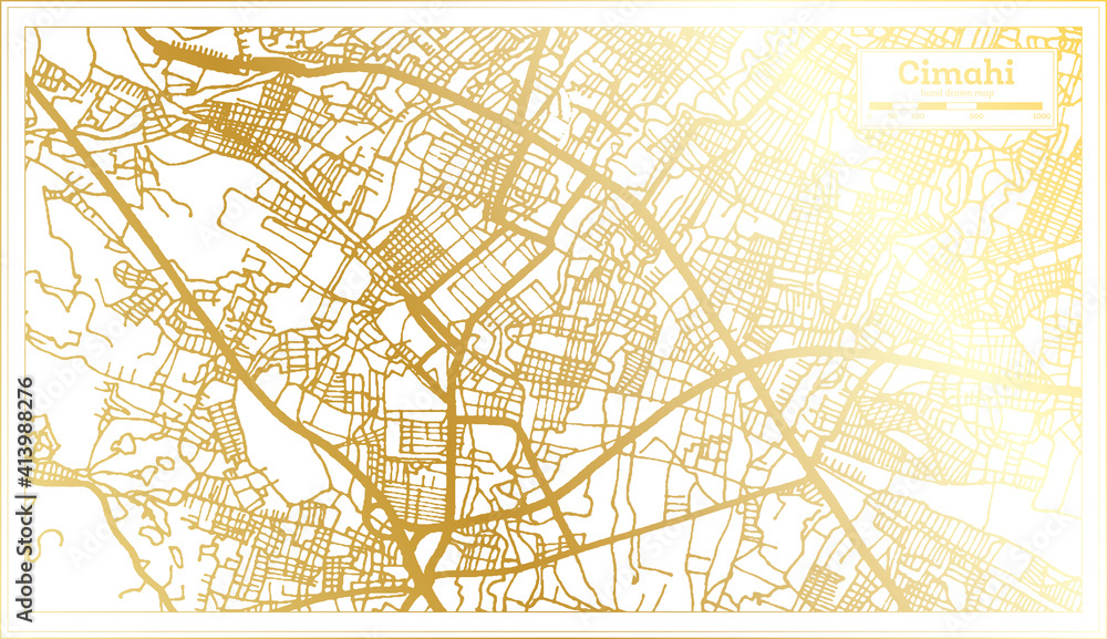 Cimahi Indonesia City Map in Retro Style in Golden Color. Outline Map ...