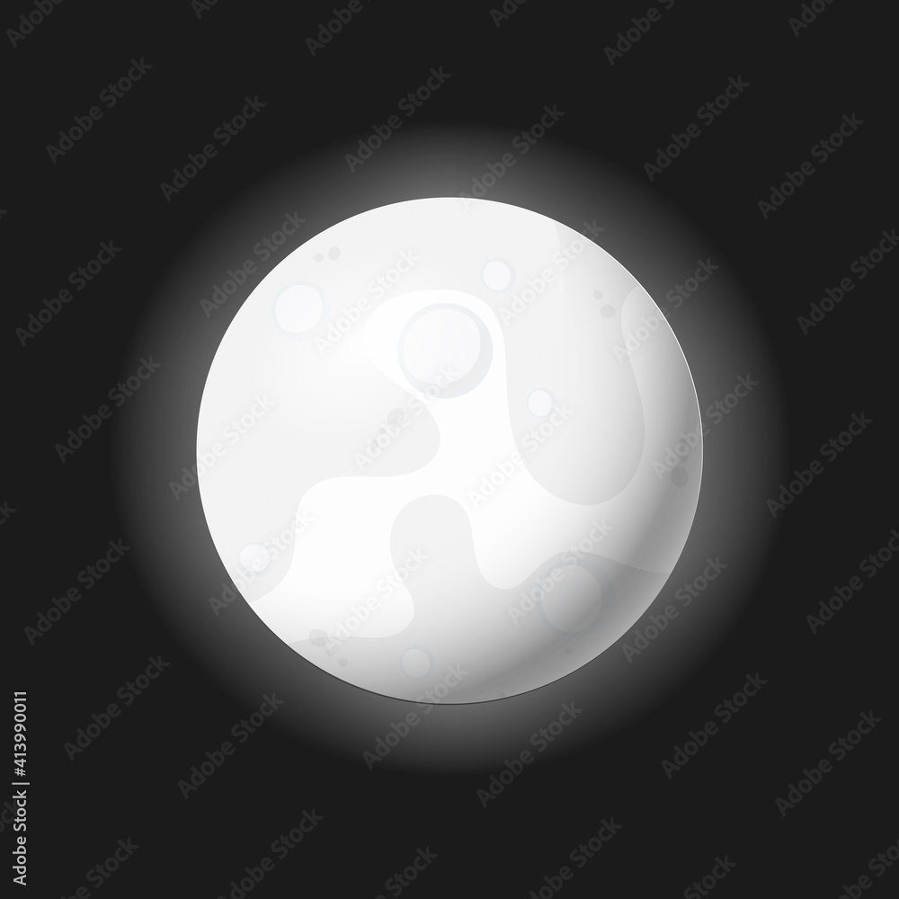 The moon is isolated on a black background. Realistic style. Vector ...
