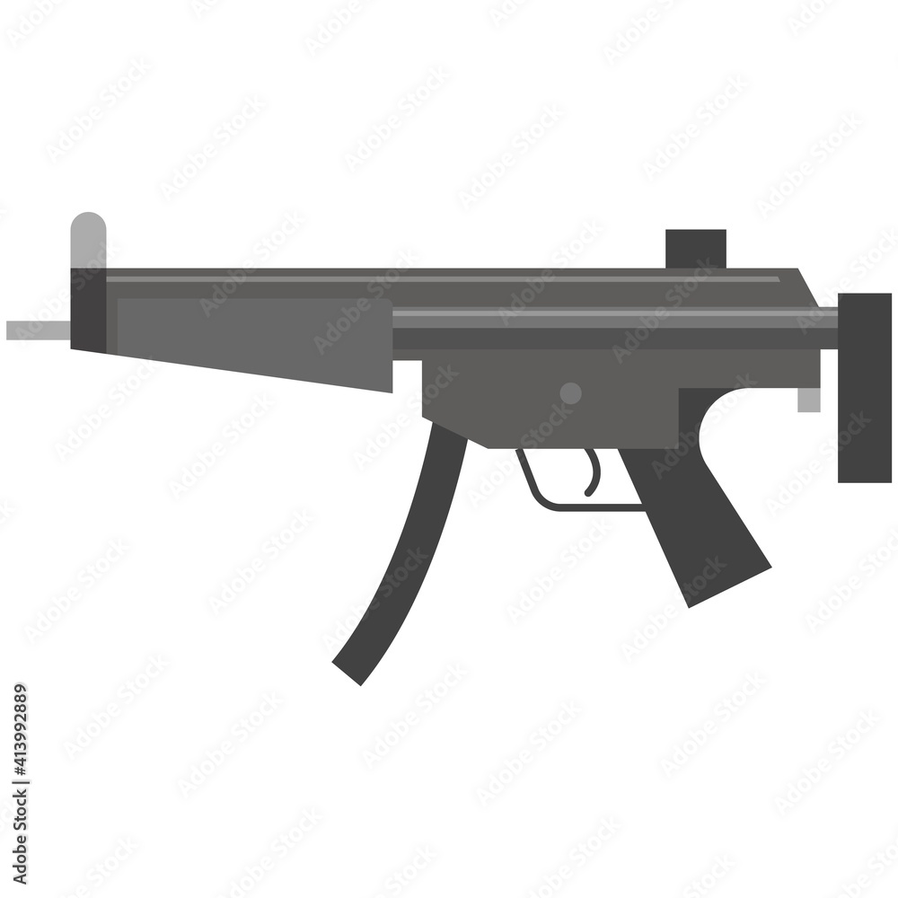 Vector submachine gun isolated on white background Stock Vector | Adobe ...