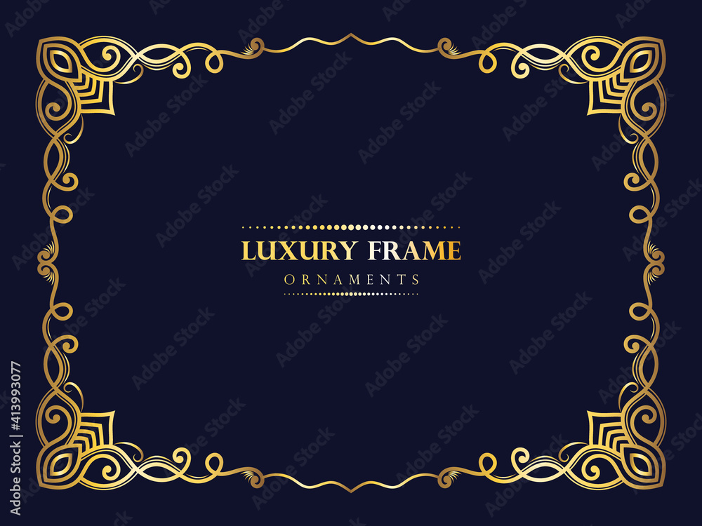 Gold luxury frame decoration. Golden Invitation card frame ...