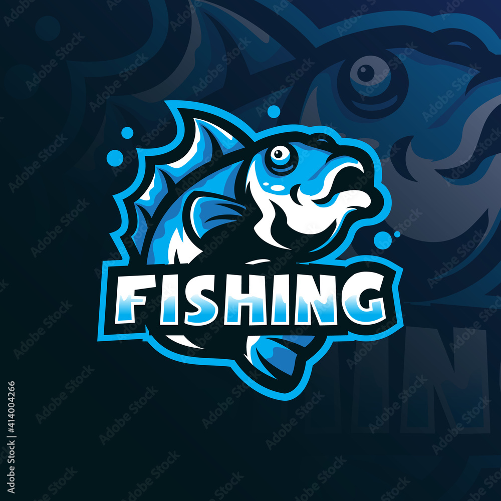 fish mascot logo design vector with modern illustration concept style ...