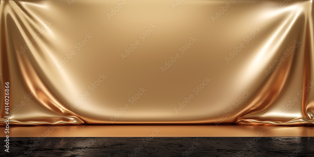 Gold product background stand or podium pedestal on luxury advertising ...