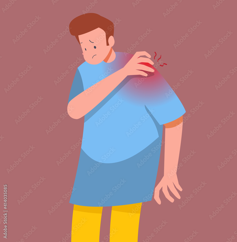 Shoulder pain Concept ,Vector illustration cartoon character Stock ...
