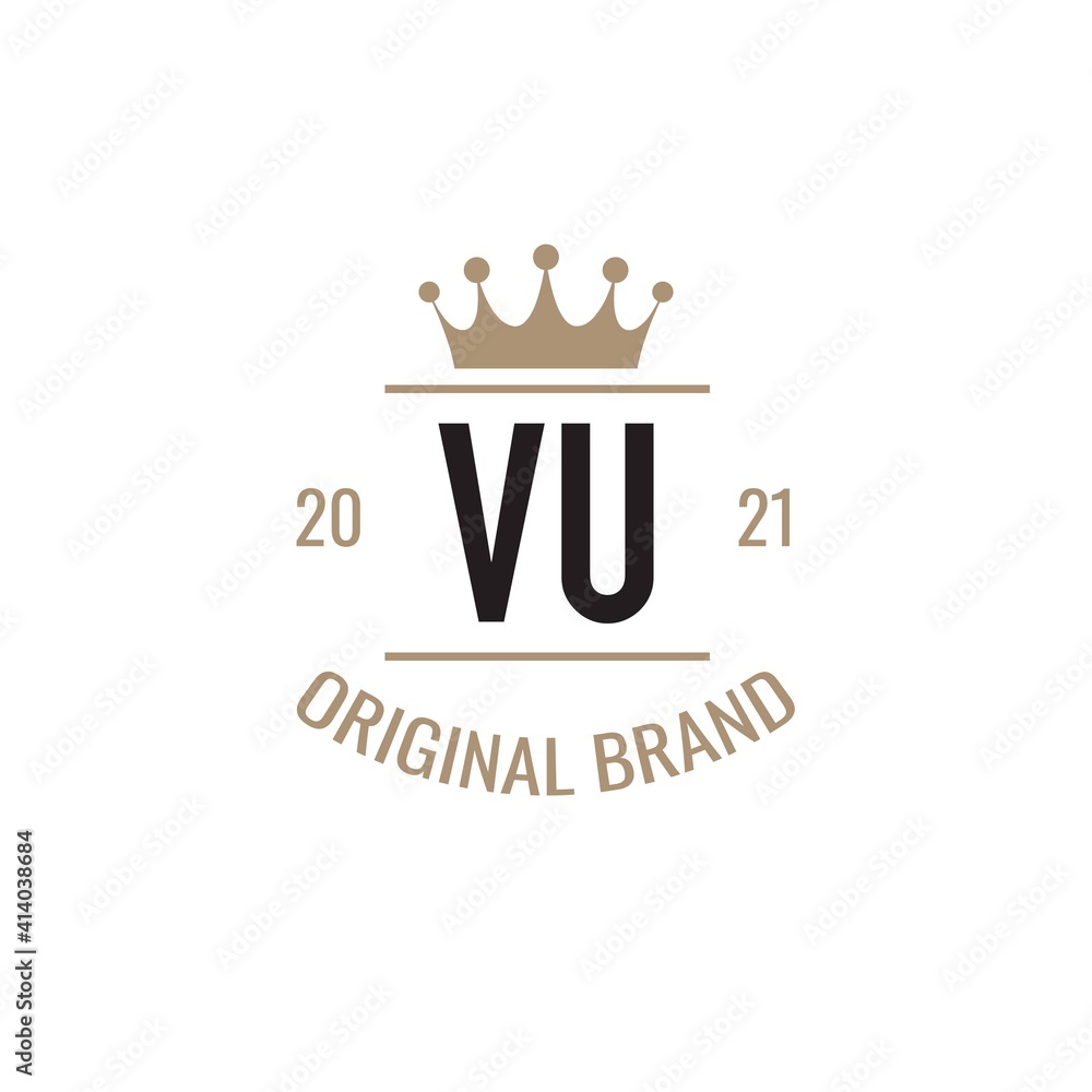 Initial Letter VU King Logo Design Template. Vintage king template logo ...