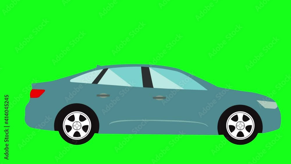 Moving automobile car animation on green screen chroma key, flat ...