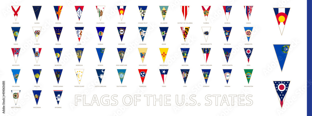Triangle flag vertical icon, flags of the US States. Stock Vector ...