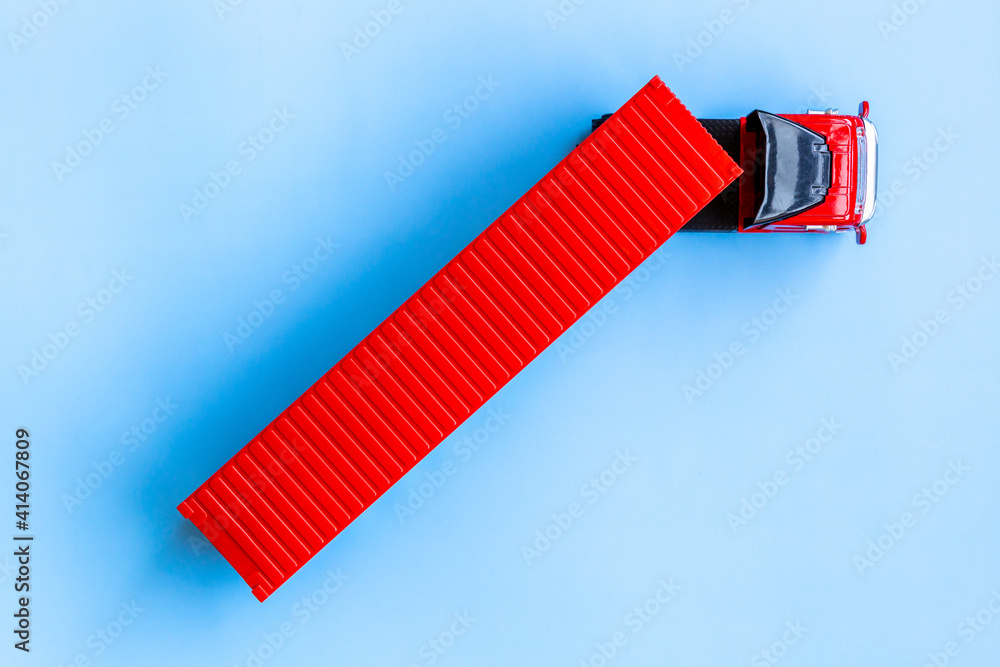 Semi trailer truck lorry container cargo vehicle on blue background ...