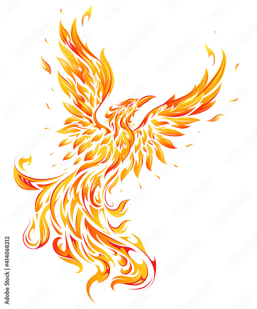 Phoenix as fire flame bird shape Stock Vector | Adobe Stock