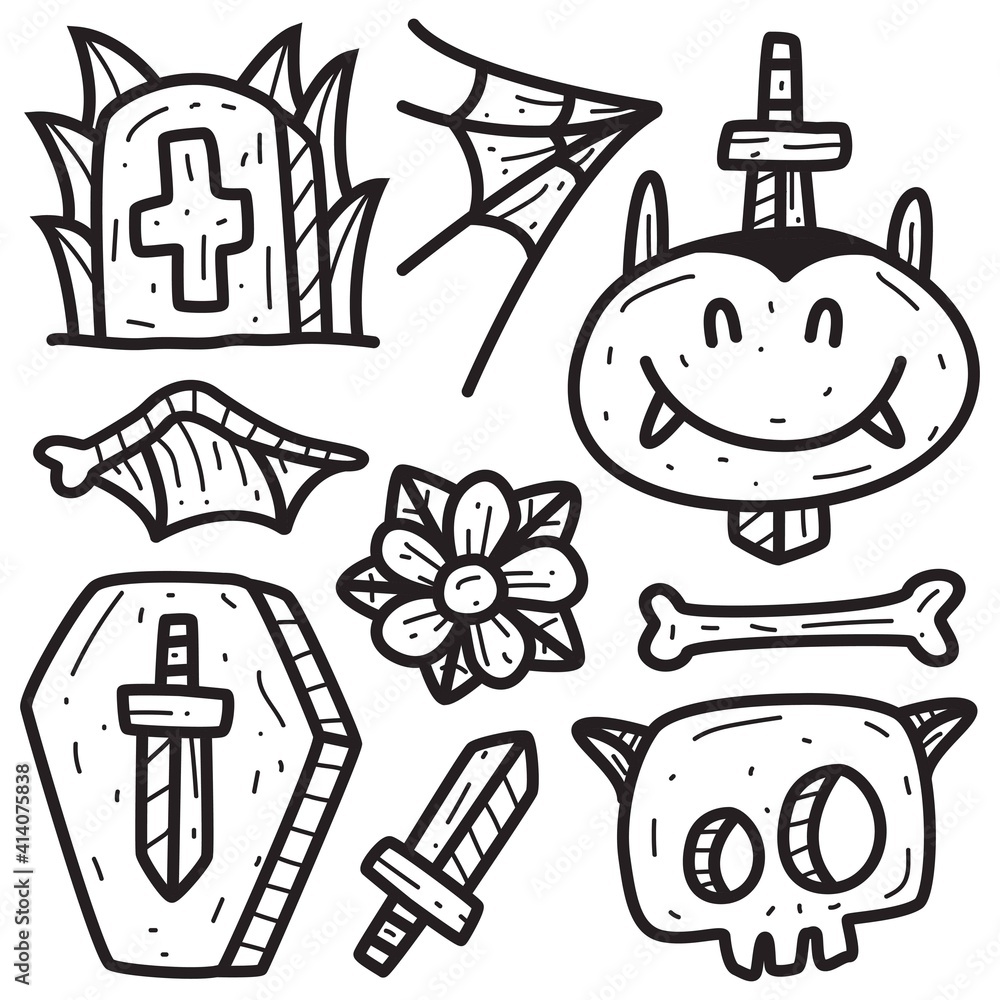 hand drawn vampire cartoon doodle design for wallpaper, stickers ...