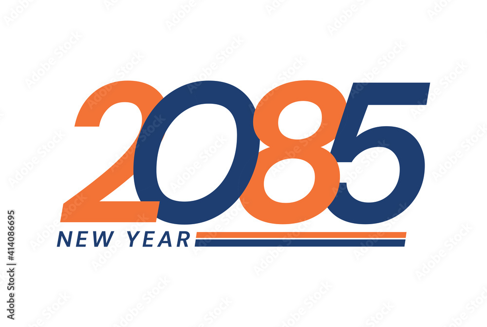 Happy New Year 2085 logo design, New Year 2085 text design isolated on ...
