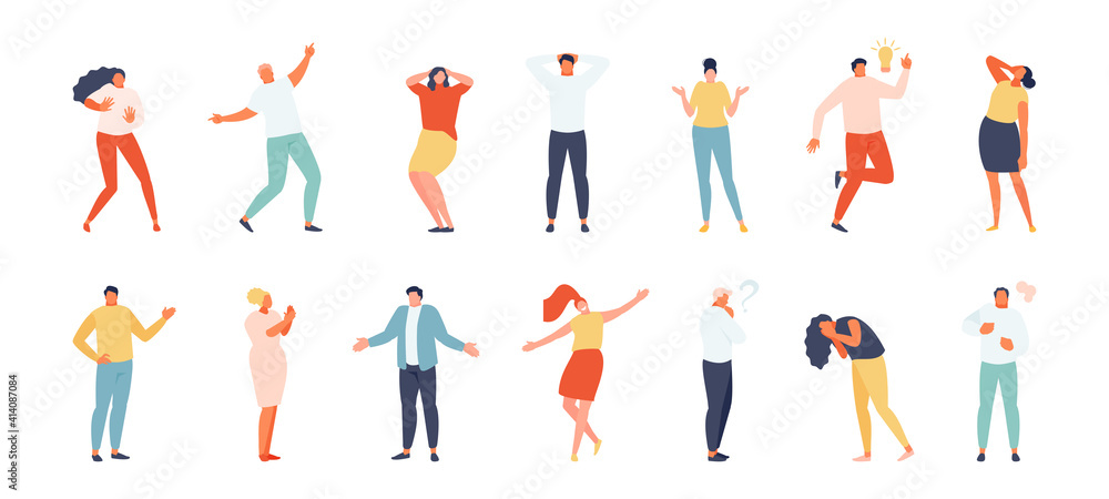 Poster People showing various emotions and gestures in full-length ...