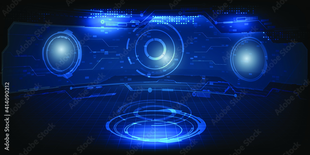 Hi tech modern tech layout stage or room with digital architecture ...