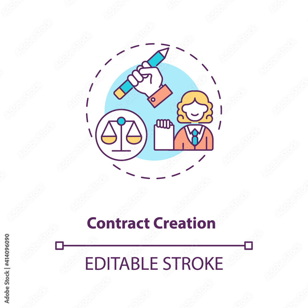 Contract creation concept icon. Contract lifecycle steps. Enter legally ...