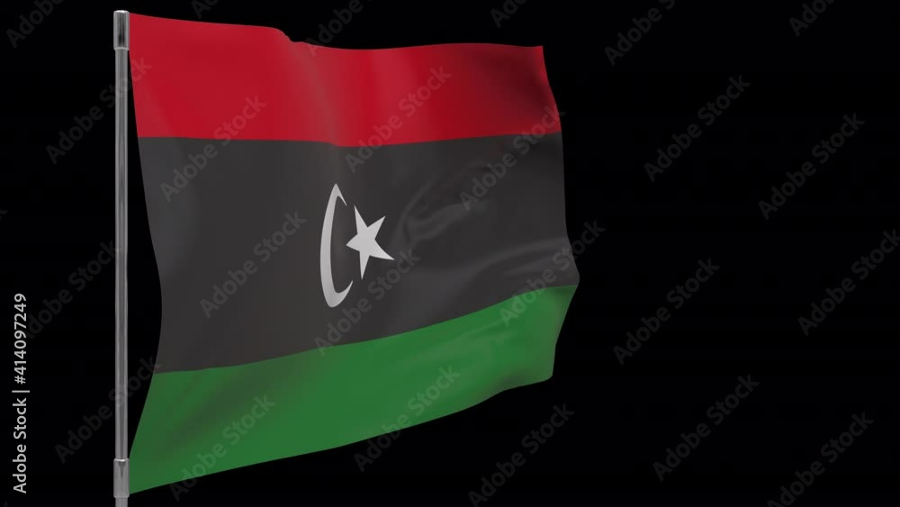 Libya waving flag seamless loop animation. 4k Alpha Channel transparent background. 3d Libya ...