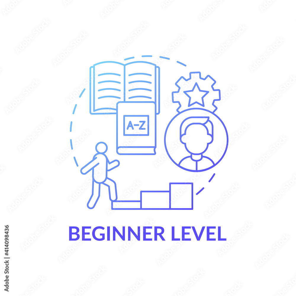 Beginner level concept icon. Language learning stage idea thin line ...
