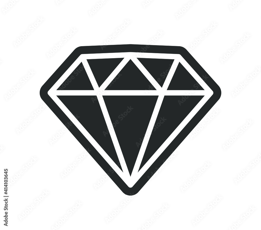 Cartoon flat style diamond icon outline shape. Gem jewel logo symbol ...