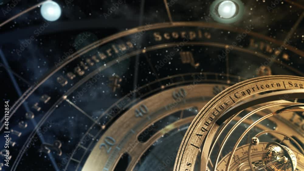 Armillary Sphere, Zodiac Astrology Signs And Planets Revolving Around ...