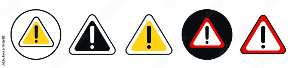 Caution warning signs set. Exclamation marks vector illustration set ...