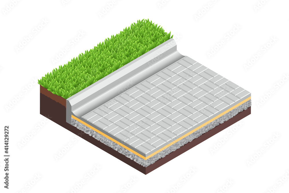 Vector illustration street pavement isolated on white background ...