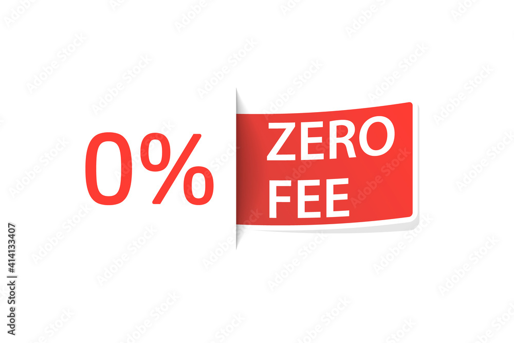 Zero percent zero fee tag icon. Clipart image isolated on white ...
