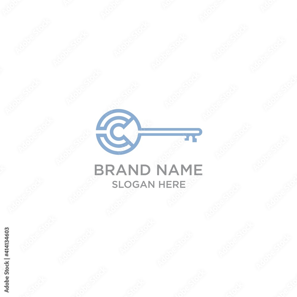 Key logo design with letter C vector illustration Stock Vector | Adobe ...