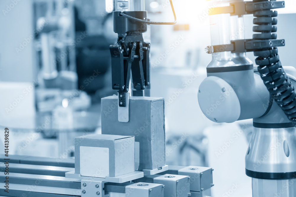 The hi-technology material handling process by robotic system. The ...