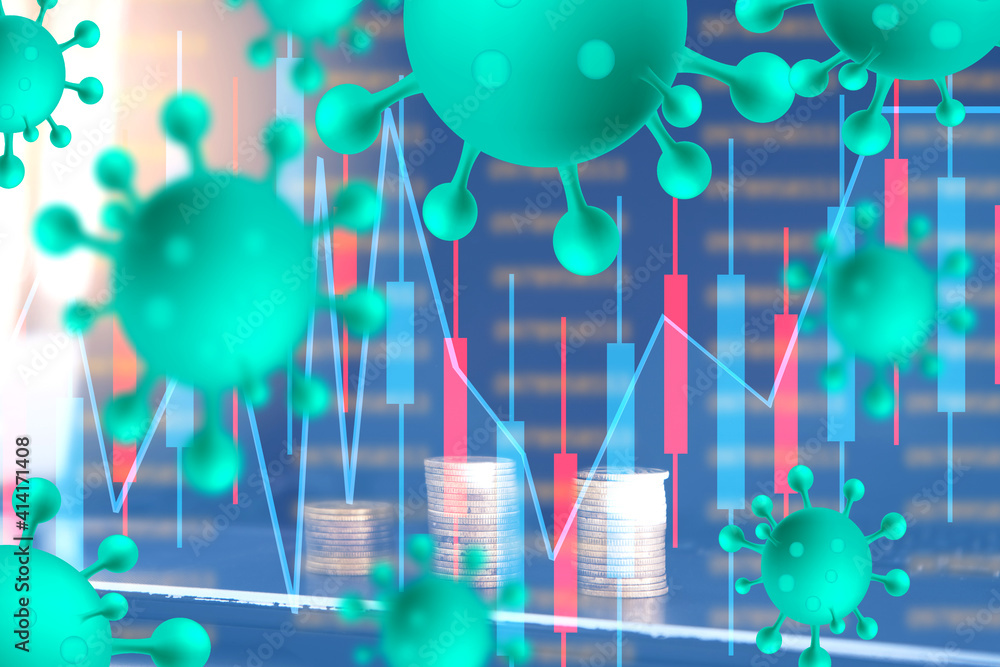 World economy graph and coronavirus covid 19 Stock Illustration | Adobe ...