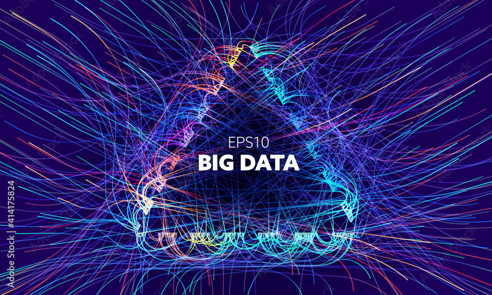 Big data triangle vector background. Visual sort analysis. Wave flow ...